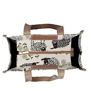 Signare Tapestry Shoulder Bag Shopping Bag for Women with Horse and Sheep Design (Spring Lamb, SHOP-SPLM)