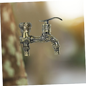 ABOOFAN 2pcs Bathroom Sink Double Head Faucet Antique Kitchen Faucet Spigot Bath Faucet Cold Water Faucet Bathroom Faucet Vanity Sink Faucet Mouth tap Hose Cold Alone Zinc Alloy