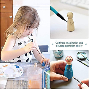 GACYSMD Wooden Peg Dolls Set 55pcs of Natural Unfinished Peg People Family, Unpainted Wooden Peg Dolls Unfinished Figures Mini peg People Wooden for Arts and Crafts