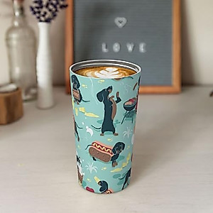 WANGXUEE Hot Dogs and Lemonade Print 500ml Stainless Steel Travel Tumbler Double Wall Vacuum Insulated Coffee Mug