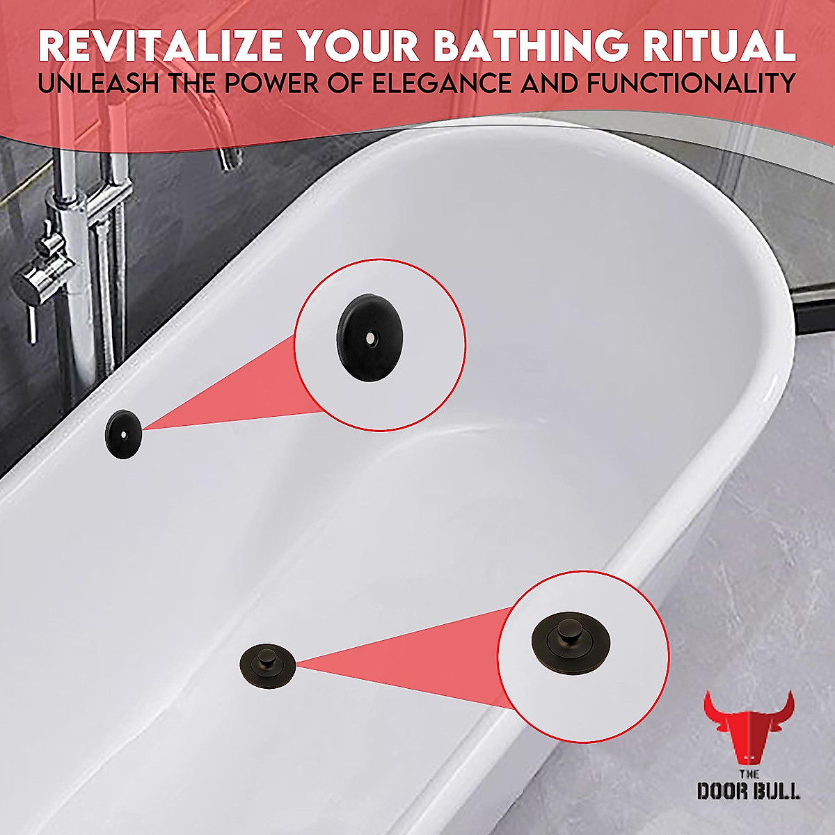 Lift and Turn Conversion Kit for Bathtub Drain Assembly, All-Brass Tub Drain | Includes Trim Waste, Single-Hole Overflow Face Plate and Removal Tool (Lift & Turn - Matte Black)