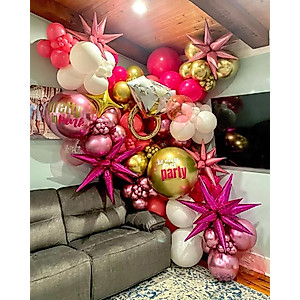 CYMYLAR 3pcs 26inch babe pink Star foil balloons.babe Explosion Star burst star balloon-Spike cone balloon for birthday party decorations,wedding,Bachelor party