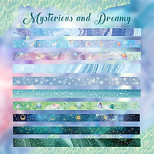 OHMZPERE 50 Rolls Washi Tape Set, Gold Foil Galaxy Washi Tape for Journaling,Scrapbooking Supplies. Design Upgrading Decor and Washi Tape for DIY Crafts, Gift Wrap, Party Decorations