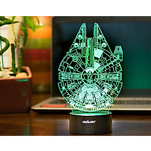 UbiKORT Star Wars Lamp Millennium Falcon 3D Lamp Star Wars Gifts for Men or Kids Birthday Star Wars Decor Room Fans [Upgrade Version]