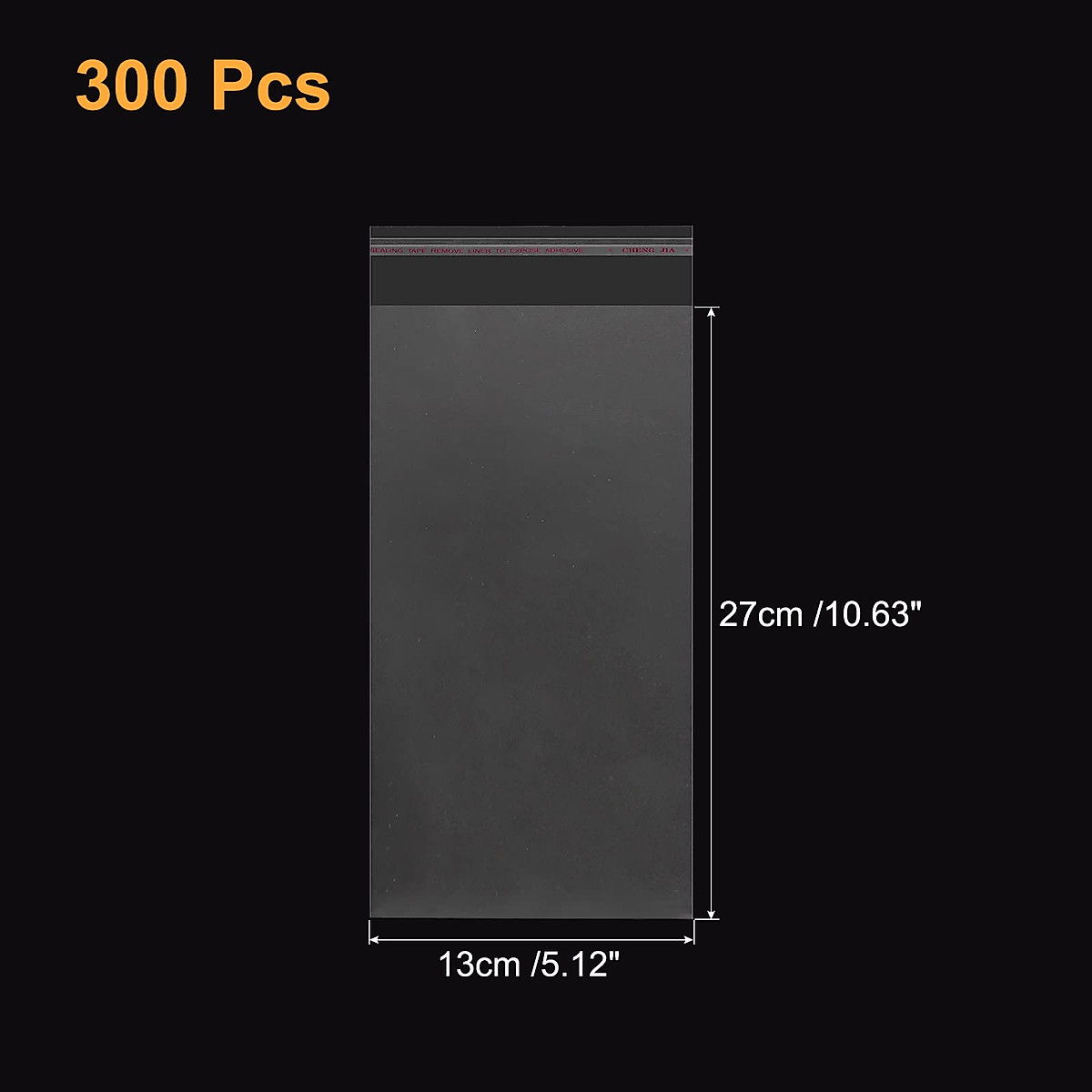 uxcell 300Pcs Clear Cello Bags, 5" x 11" Plastic Self Sealing OPP Cello Treat Bags Cello Poly Bags for Packing Cookies Candy Jewelry Gifts, Clear