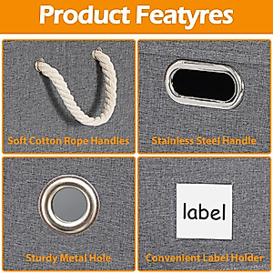 ASXSONN Extra Large Storage Bins with Lids, Fabric Storage Bins with Label & 3 Handles, Foldable Storage Boxes with Lids, Storage Baskets with Lids for Organizing (15.75"x11.8"x10.2", Gray, 3 Pack)