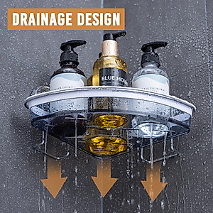 LEVERLOC Corner Shower Caddy Suction Cup 2 Pack, No-Drilling & Removable Shower Caddy Basket, Chromed Stainless Steel Shelves for Inside Shower & Bathroom Organizer, Rustproof Rack for Storage