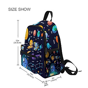 OREZI Universe Infographics Solar System Planets Kids Backpacks with Chest Clip,Toddler Schoolbag Preschool Bag Travel Bacpack for Little Boy Girl