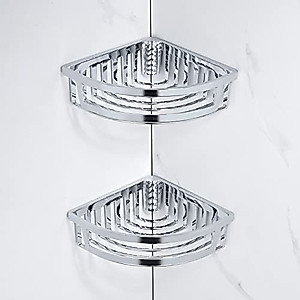 Bathroom Corner Shower Caddy, Triangle Wall Mounted Shower Shelf Corner Shower Basket Caddy,Drilling Kitchen Racks Shower Organizer for Bathroom,Toilet, Dorm, Kitchen,Chrome