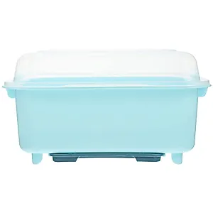 OUNONA Dish Drying Rack with Lid:Dish Dryer Holder with Removable Drainboard Nursing Bottle Storage Box for Kitchen