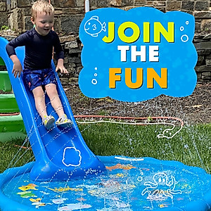 SplashEZ 3-in-1 Splash Pad, Sprinkler for Kids & Baby Pool for Learning – Toddler Sprinkler Pool, 60’’ Outside Water Toys – “from A to Z” Outdoor Play Mat for Babies & Toddlers