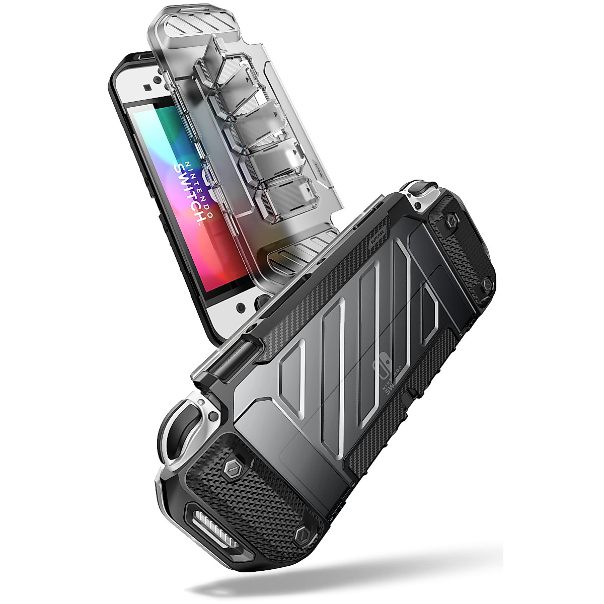 SUPCASE for Nintendo Switch OLED 2021 Case with Front Cover (Unicorn Beetle Forma), [Military-Grade Protection] [5 Game Card Storage Slots] Slim Protective Cover Accessory for Switch OLED, FrostBlack