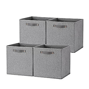 DULLEMELO 11 Cube Storage Bins, Closet Storage and Toy Box for Home, Fabric Cube Storage Bins with Handles for Storage Clothes, Toys, Books, Decorative Storage Boxes for Shelves Office Closet,Grey