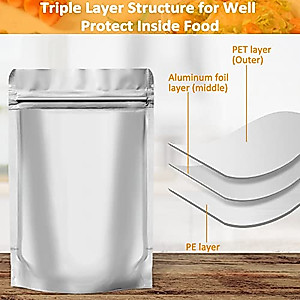 GOGOODA Mylar Bags for Food Storage with Oxygen Absorbers 60 Pack Resealable Bags 2 Size Gallon Quart Stand Up Mylar Bags with Labels, 10x14"/30 Pack, 7x10"/30 pack