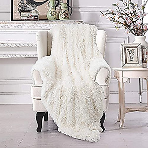 Vasofe Fuzzy Blanket Sherpa Blankets Fluffy Soft Fuzzy Faux Fur Throw Blanket for Xmas Couch Sofa Photo Home Decor Plush Blanket White Bed Throw Size