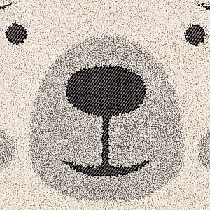 Hauteloom Kids Room, Nursery Round Area Rug - Outdoor Patio Safe - Animal Bear Playroom Carpet - Beige, Gray, Black, Cream - 7'10"