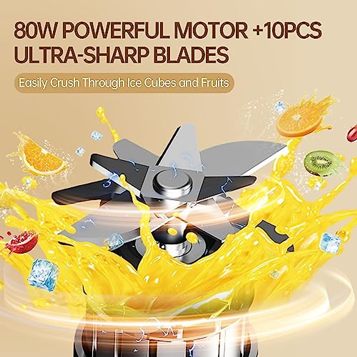 Walktosun Portable Blender,Personal Blender for Shakes and Smoothies,Mini Blender Bottle USB Rechargeable,Portable Juicer Cup with 10 Blades,12Oz Handheld Blender for Kichen Ice,Fresh Juice Blender for Traveling, Gym, Office