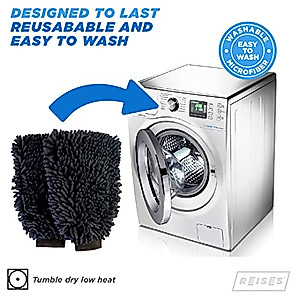 Reises Car Wash Mitt 2 Pack – Car Wash Sponge - Microfiber Wash Mitts for Car Washing - Scratch Free, Highly Absorbent Wash Mitt - Extra Large (Black)