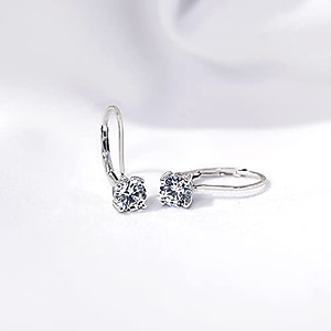 Amazon Essentials Platinum Plated Sterling Silver Lever back Earrings set with Round Infinite Elements Cubic Zirconia (2 cttw) (previously Amazon Collection)