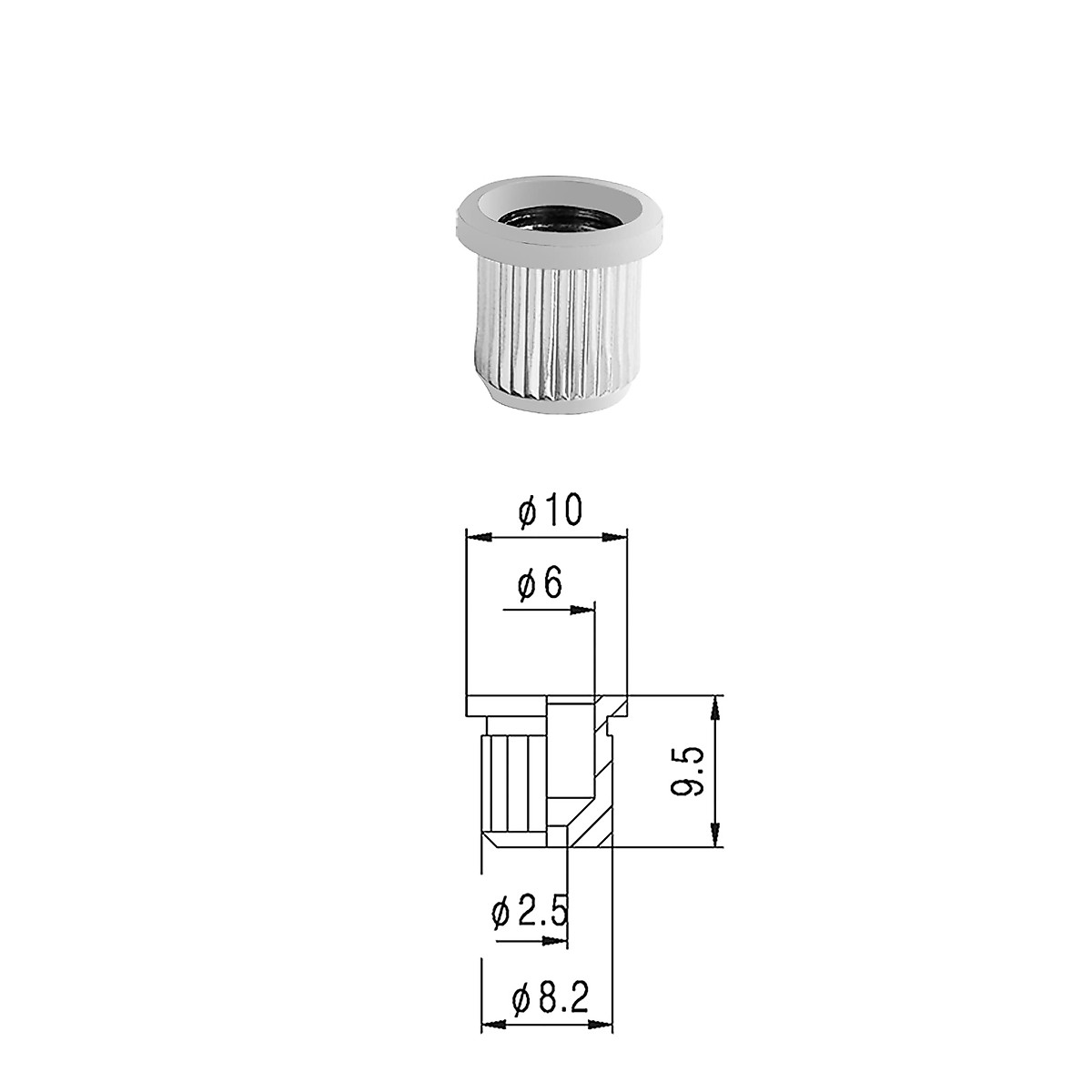 Bogart Guitar String Ferrules String Through Body Rear Mount Bushings String Caps for Fender Strat Tele Style Electric Guitar Chrome Set of 6Pcs.