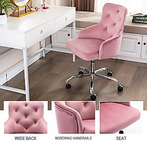 Five stars Furniture Home Office Chair,Tufted Velvet Button Computer Desk Chair Adjustable Height Swivel Task Chair (Purlish Pink)