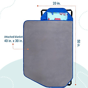 Wildkin 12 Inch Kids Backpack with Modern Nap Mat (Trains, Planes & Trucks)