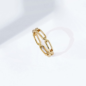 Amazon Essentials 14K Gold Plated Sterling Silver Chain Link Band Ring Size 8, Yellow Gold