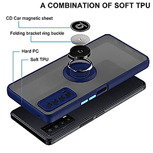 Lokyoo Shockproof Case for TCL Stylus 5G 2022, with 2 Pack Tempered Glass Screen Protector, Military Grade Phone Cover with Support Magnetic Car Holder Metal kicktand for TCL Stylus 5G-Blue