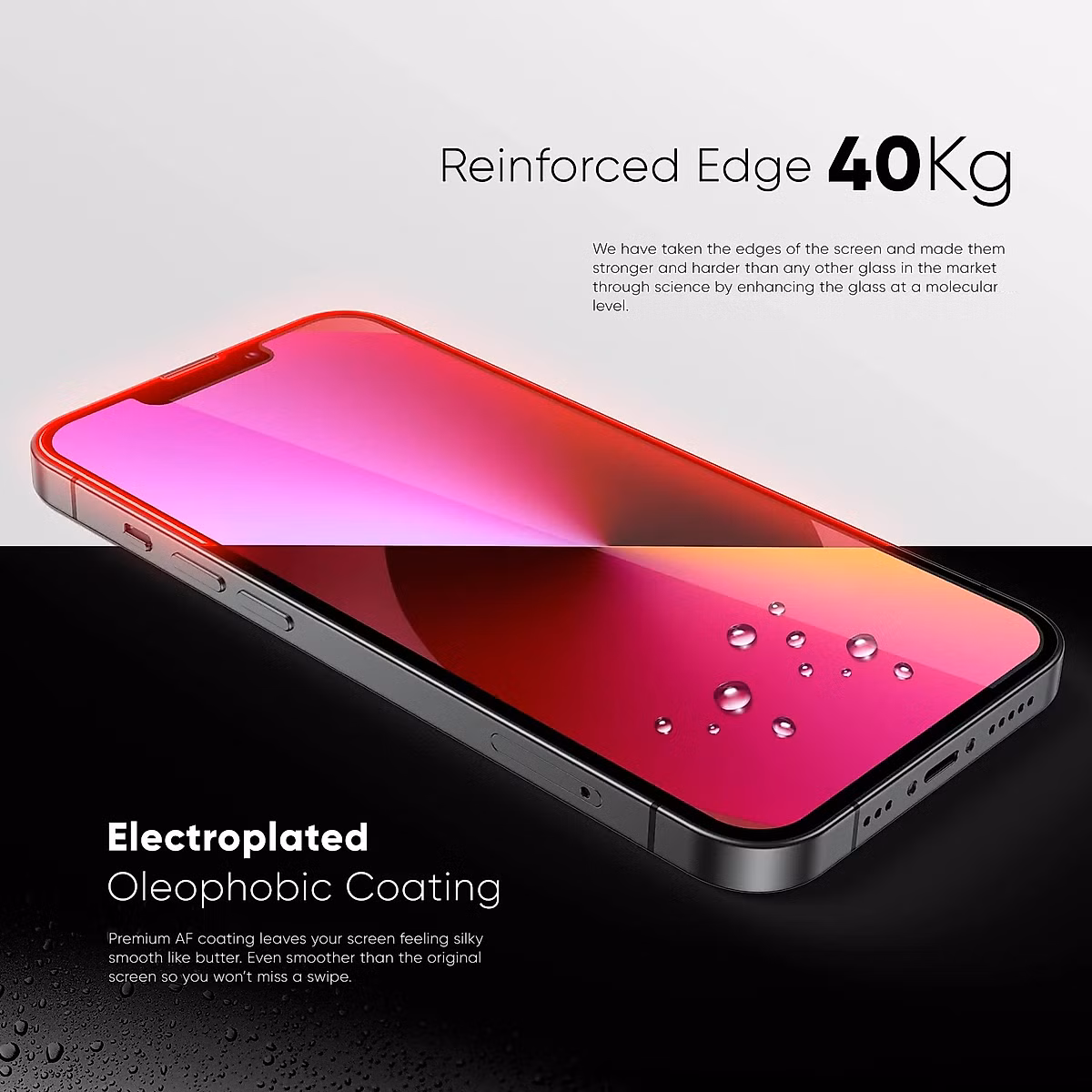 FLOLAB NanoArmour ONETIME Case Friendly for iPhone 14 Plus / 13 Pro Max Anti Glare Screen Protector Military-Grade Tempered Glass - Durable, Smooth, Matte Surface, Easy to Install Dust Free