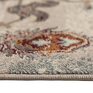 AMER Rugs Allure Collection, 8x10 Area Rug, Rectangular Oriental Rugs for Living Room, 0.38" Low Pile Indoor Rugs for Dining Room, Bedroom, Kitchen, Office, High Traffic Area - Elina Beige