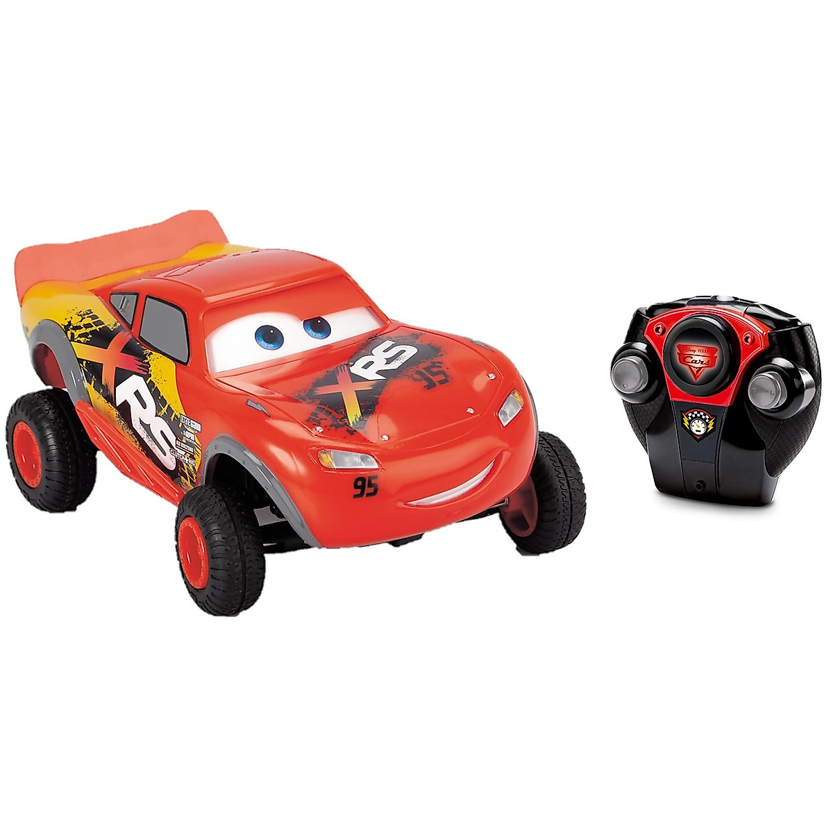 Dickie Toys : Disney Pixar Cars 1:24 Lightning McQueen XRS RC Remote Control Car 2.4 GHz, Illuminated Cars Logo on Steering Wheel, Great Toy for Kids, for Ages 3 and up,Red