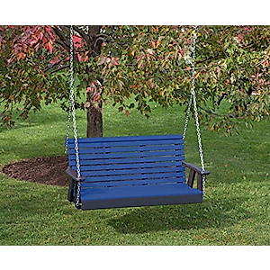Ecommersify Inc 5FT-Blue-Poly Lumber ROLL Back Porch Swing Heavy Duty Everlasting PolyTuf HDPE - Made in USA - Amish Crafted