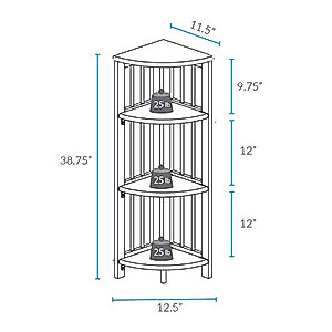 Casual Home 4-Shelf Corner Folding Bookcase, White (New)