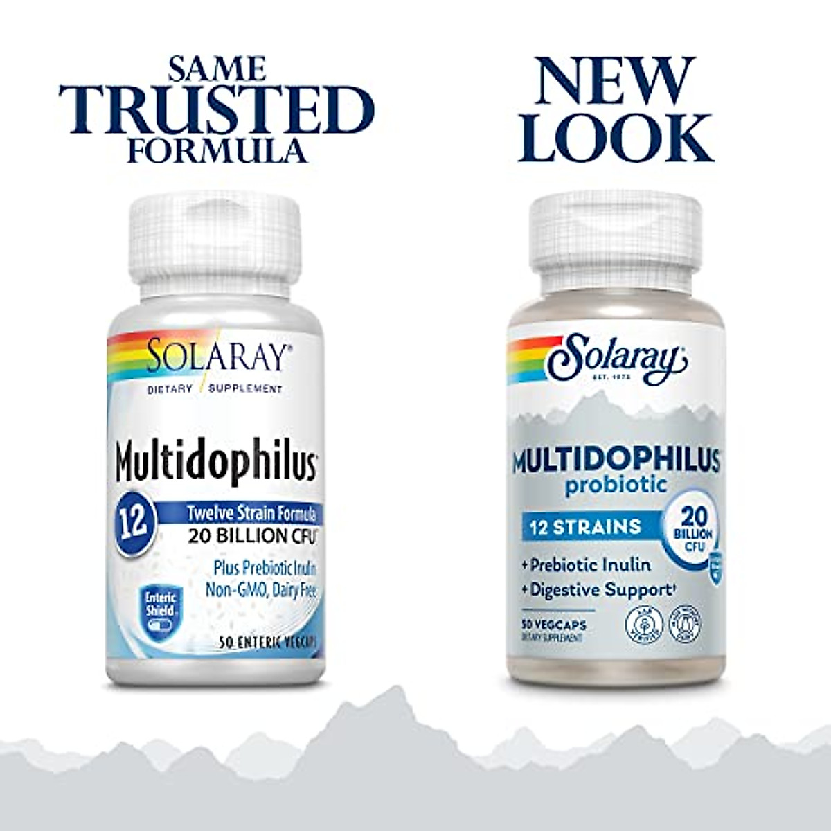 SOLARAY Multidophilus 12 Strain Probiotic | 20 Billion CFU | Healthy Gut Support | 25 Servings | 50 Enteric VegCaps