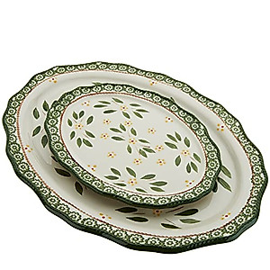 Temp-tations Set of 2 Platters: 18" x 13" and 12" x 8.75", Ceramic (Old World Blue)