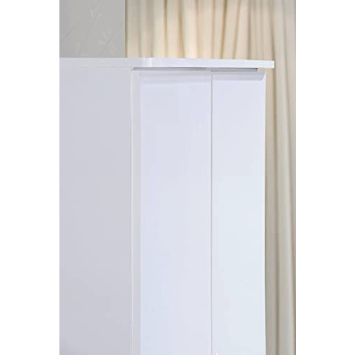 HODEDAH IMPORT Two Door Wardrobe, with Two Drawers, and Hanging Rod, White.