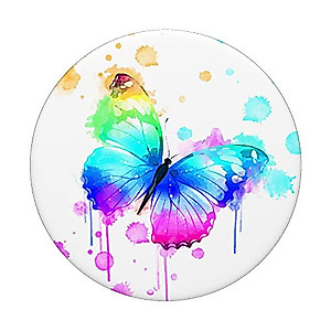 Multicolored design of Rainbow coloured butterfly PopSockets Swappable PopGrip