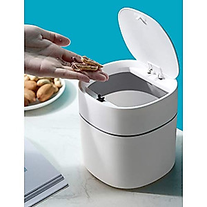 Jkhome Plastic Tiny Waste Bin, Desktop Mini Trash Can, Small Paper Basket for Desk Car Office Kitchen, 2 L / 0.53 Gal (Blue, 2 L - Pressed Lid)