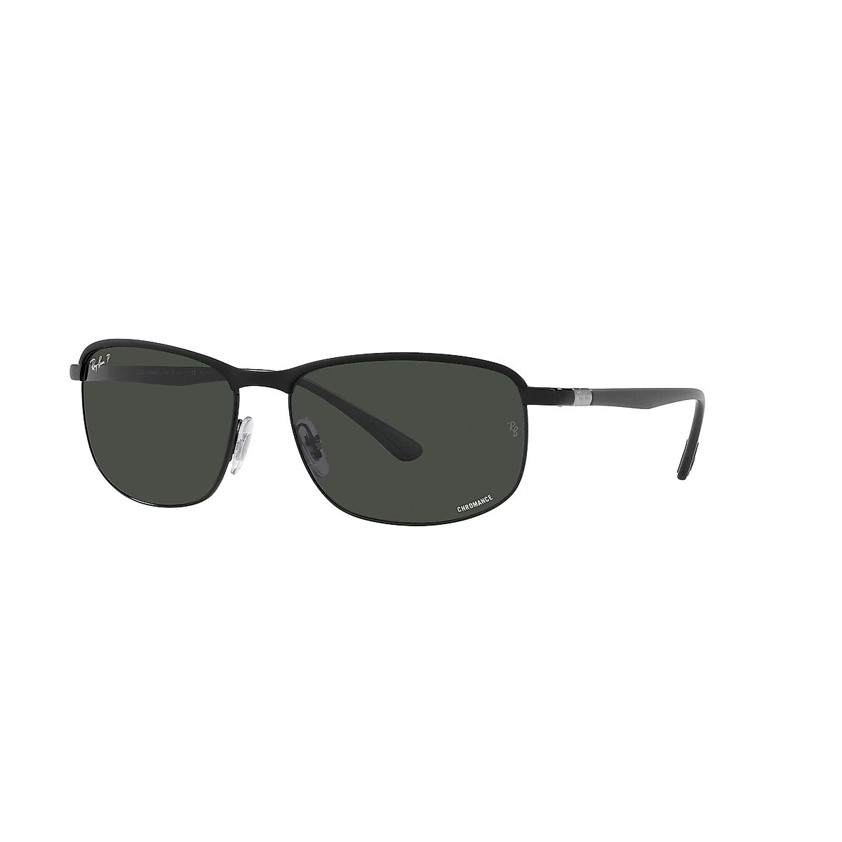 Ray-Ban RB3671CH Chromance Rectangular Sunglasses, Black On Black/Dark Grey Polarized, 60 mm