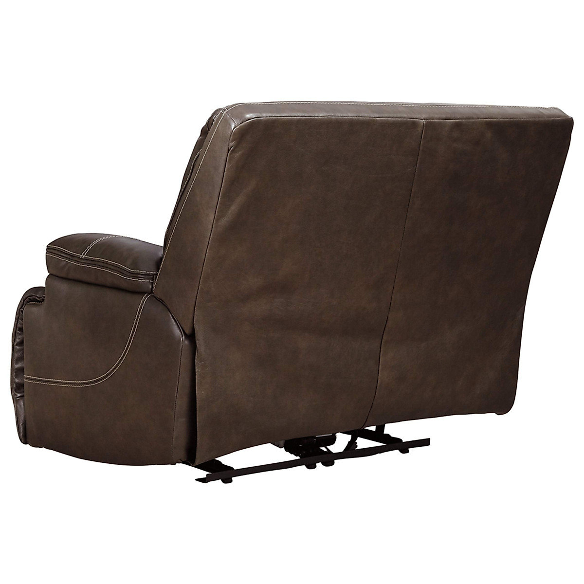Signature Design by Ashley Ricmen Leather Adjustable Oversized Power Recliner with USB Charging, Dark Brown