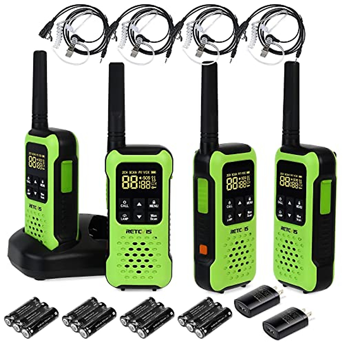 Retevis RT49P Floating Walkie Talkie, IP67 Portable Two-Way Radios, Waterproof Walkie Talkies Rechargeable, NOAA, Flashlight SOS Handheld Radios with Headset for Golf, Fishing, Hunting(4 Pack)