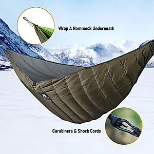 Ultralight Hammock Underquilt for Camping Backpacking, AYAMAYA 3 Season Under Quilt UQ for Single Person Hammock Warm Under Blanket Sleeping Bag Bottom Insulation - Hammock Camping Essential Gears