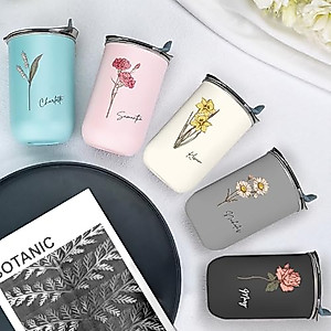 Personalized Birth Flower Tumbler for Women Custom Travel Mug with Floral Design Insulated Stainless Steel Coffee Mug Leakproof Gift for Teacher Mom Mother's Day Wedding Party Office Essentials