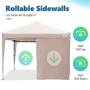 Quictent Ez Pop up Canopy Tent 10'x10' with Detachable Window Sidewalls, One Person Setup, Waterproof Outdoor Portable Vendor Tent Shelter Enclosed, Wheeled Bag Included (Khaki)