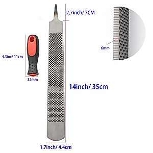 Qlvily 18 Inch Hoof Rasp, Horseshoe File with Rubber Handle, Carbon Steel Farrier File Tool, Suitable for Horse/Goat/Cow/Donkey/Animal Hooves, Strong, Durable