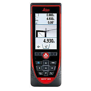 Leica DISTO S910 Pro Pack 984ft Range Laser Distance Measurer Pro Kit, Point to Point Measuring, Hard Case, TRI70 Tripod, FTA360S Adapter, Red/Black