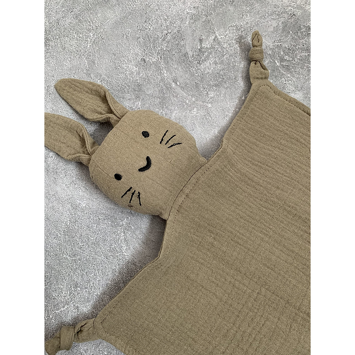 Leyl&Ari Organic Muslin Lovey Blanket | Cotton Bunny Security Blanket for Boys and Girls (Sand)