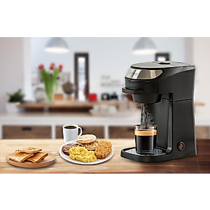 roomwell Single Serve Coffee Maker - 12 oz Stainless Steel Portable Drip, Reusable Mesh Filter, Ground Compatible, Non-Pod Mini Coffee Maker - Ideal Coffee Machine for College & Coffee Lovers,Black