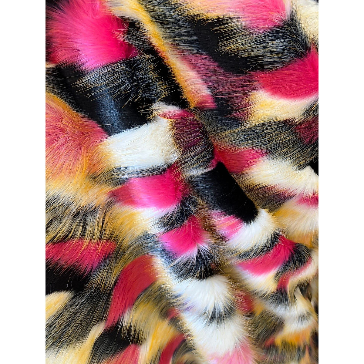 Prime Fabric, Multicolor Puzzled Patches Luxury Shag Faux Fur Fabric by The Yard 60" Wide, Shaggy, Long Pile, DIY Craft Supply, Hobby, Costume, Decoration