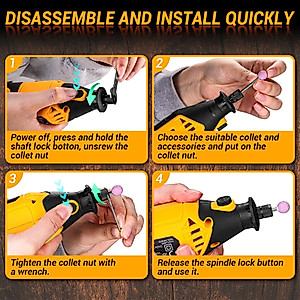 Rotary Tool Kit: DEKOPRO Power Hand Rotary Tools Mini for Wood/Metal, Electric Grinder Drill Machine Set with Flex Shaft for Carving, Cutting, Sanding, Grinding, Polishing, Engraving